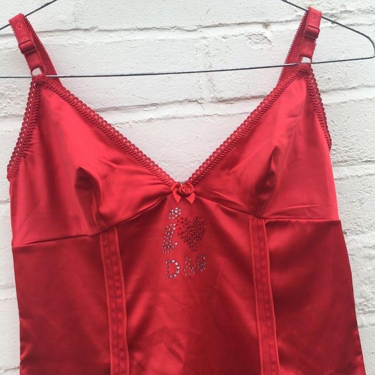 Dolce & Gabbana top Red with diamante ‘I ️ D&G’ logo... - Depop
