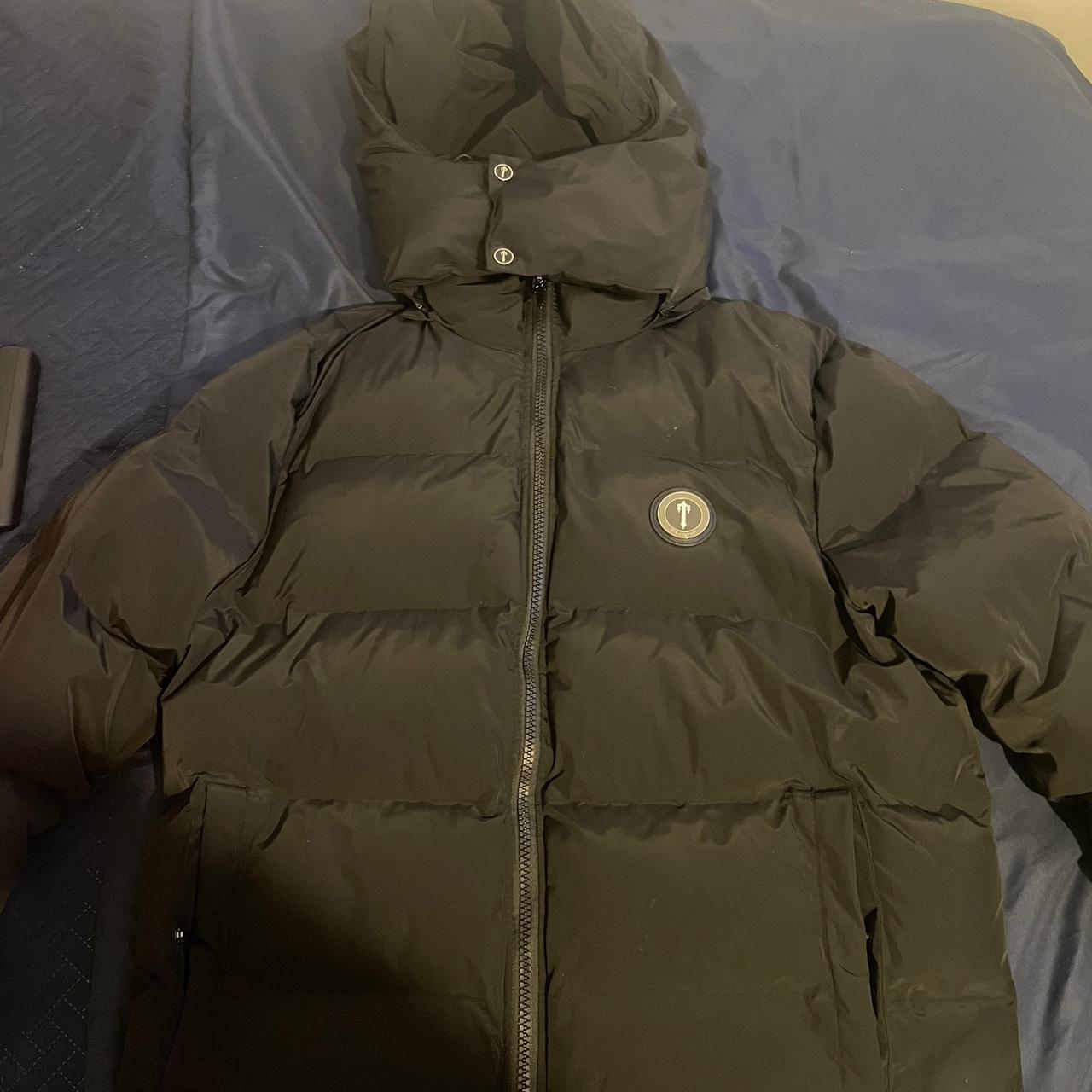 black long trapstar puffer jacket !! size... - Depop