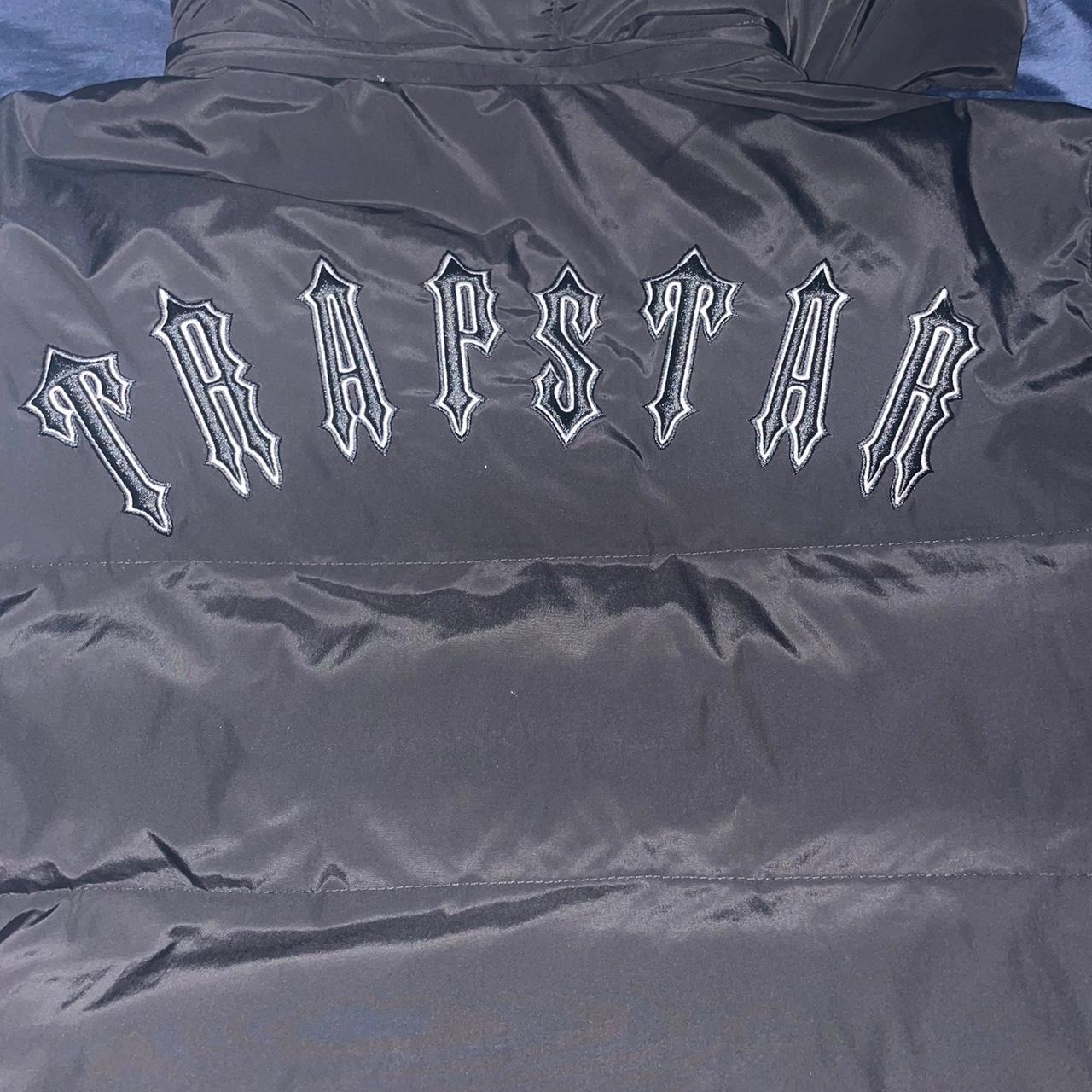 black long trapstar puffer jacket !! size... - Depop