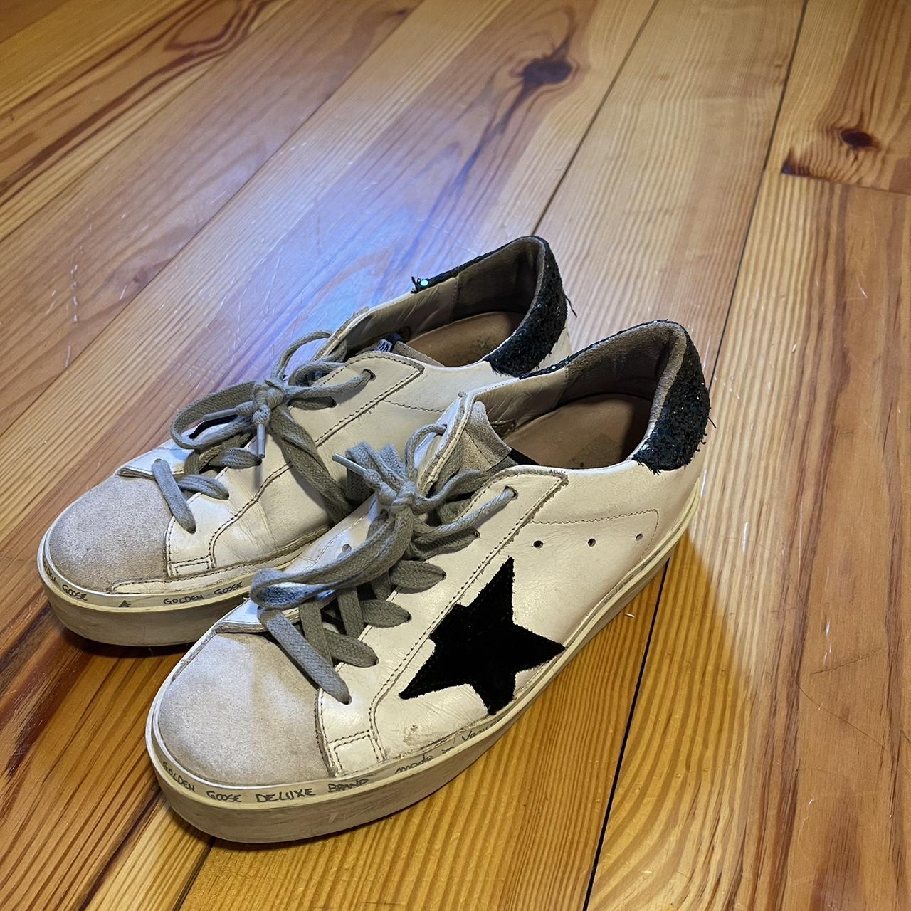 Golden Goose Women's Black and Blue Trainers | Depop