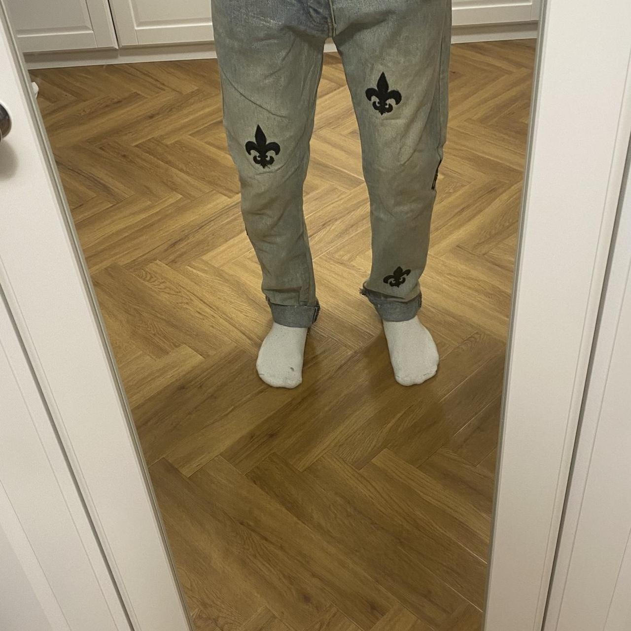 mnml streetwear y2k jeans washed blue straight leg - Depop