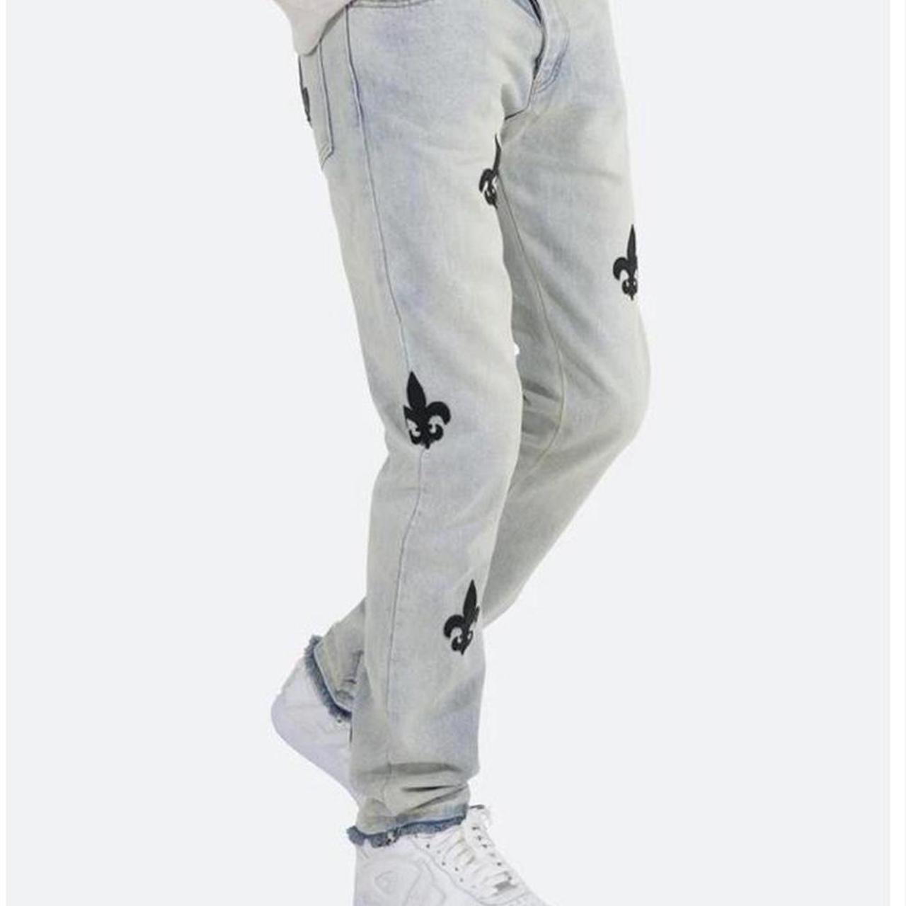 mnml streetwear y2k jeans washed blue straight leg - Depop