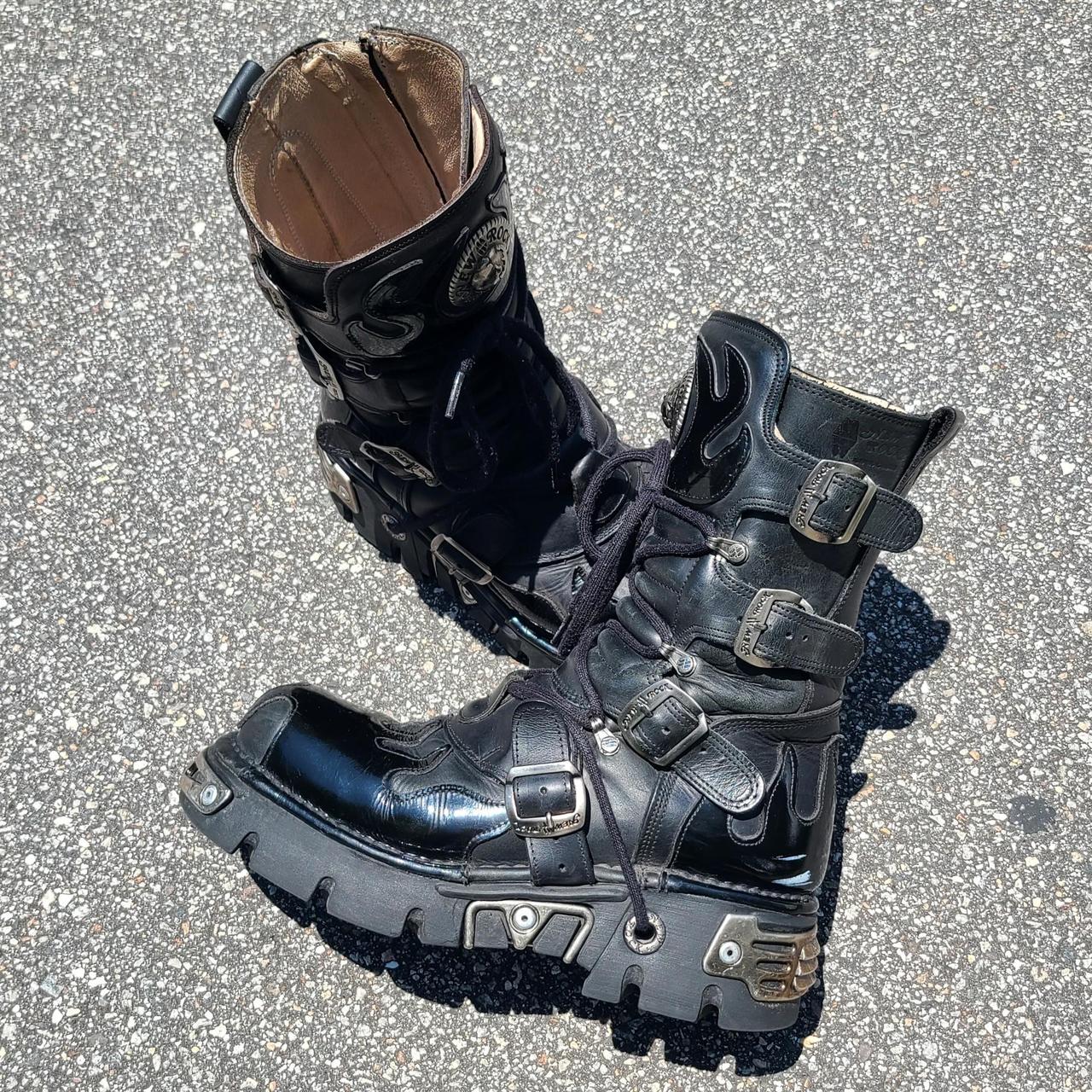 New Rock Reactor Platform Boots with Patent Leather... | Depop