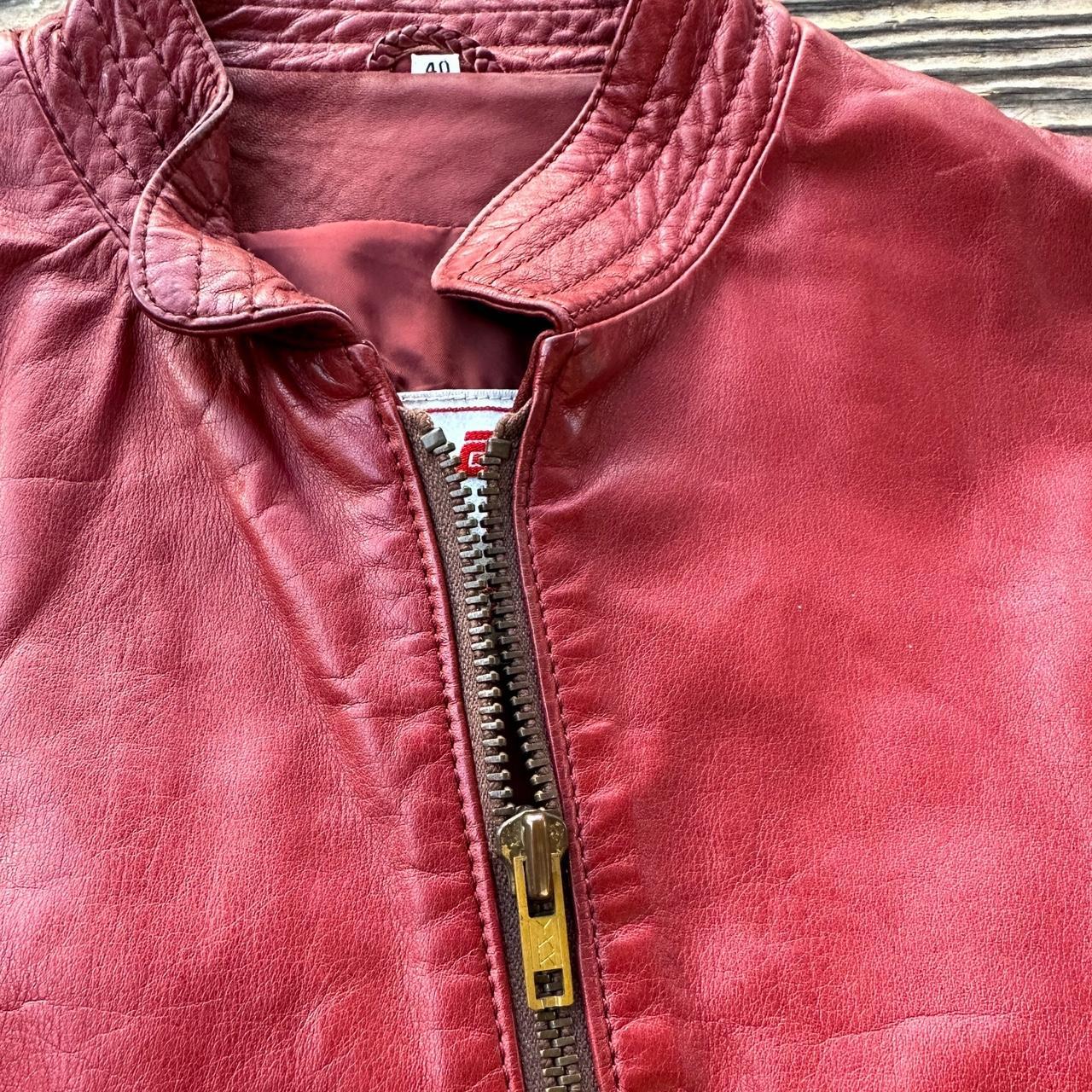 Vintage 1970’s burnt red leather bomber jacket by... - Depop