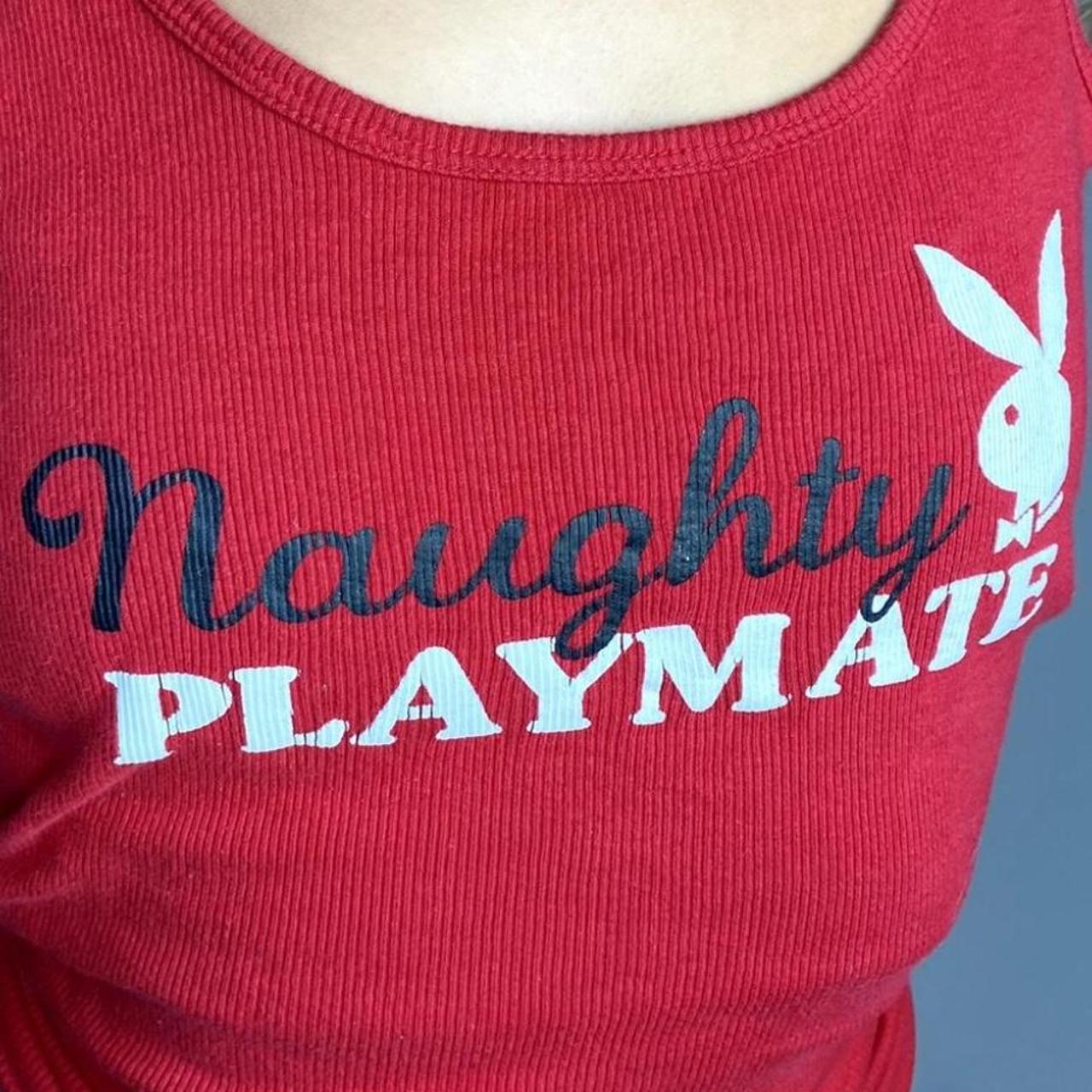 Red Naughty Playmate Playboy Tank top Size L please... - Depop