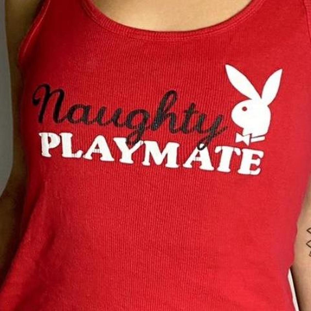Red Naughty Playmate Playboy Tank top Size L please... - Depop