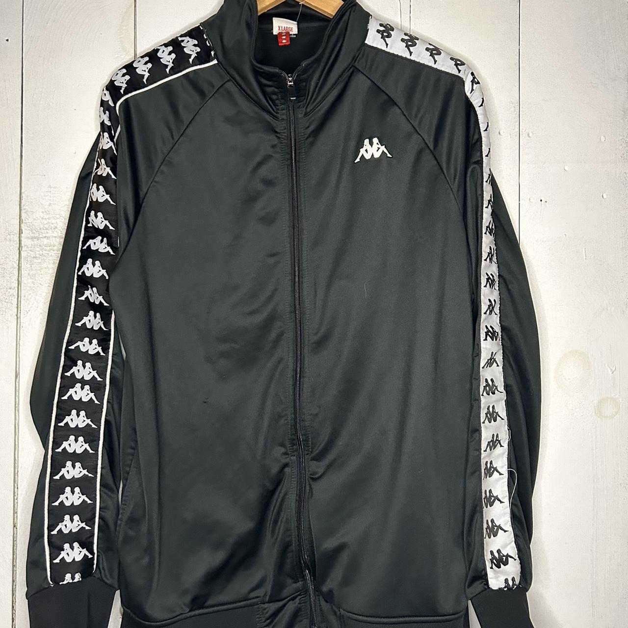 2000s Black and White Kappa track suit top. Tagged... - Depop