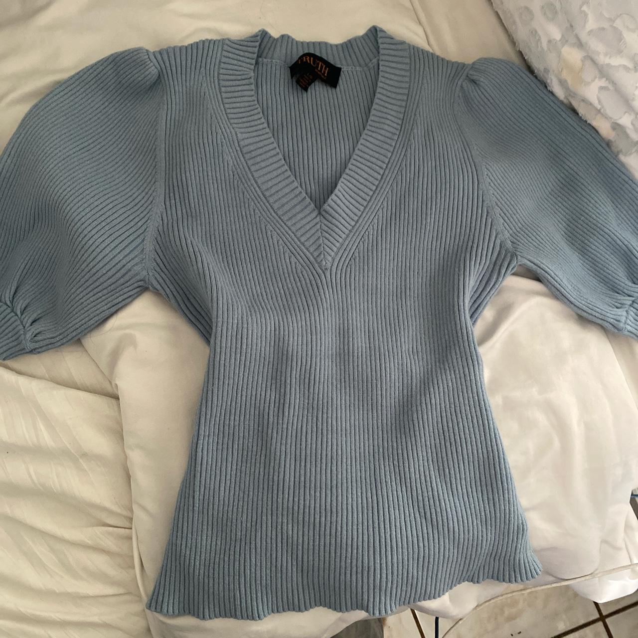 blue balloon sleeve blouse - Depop