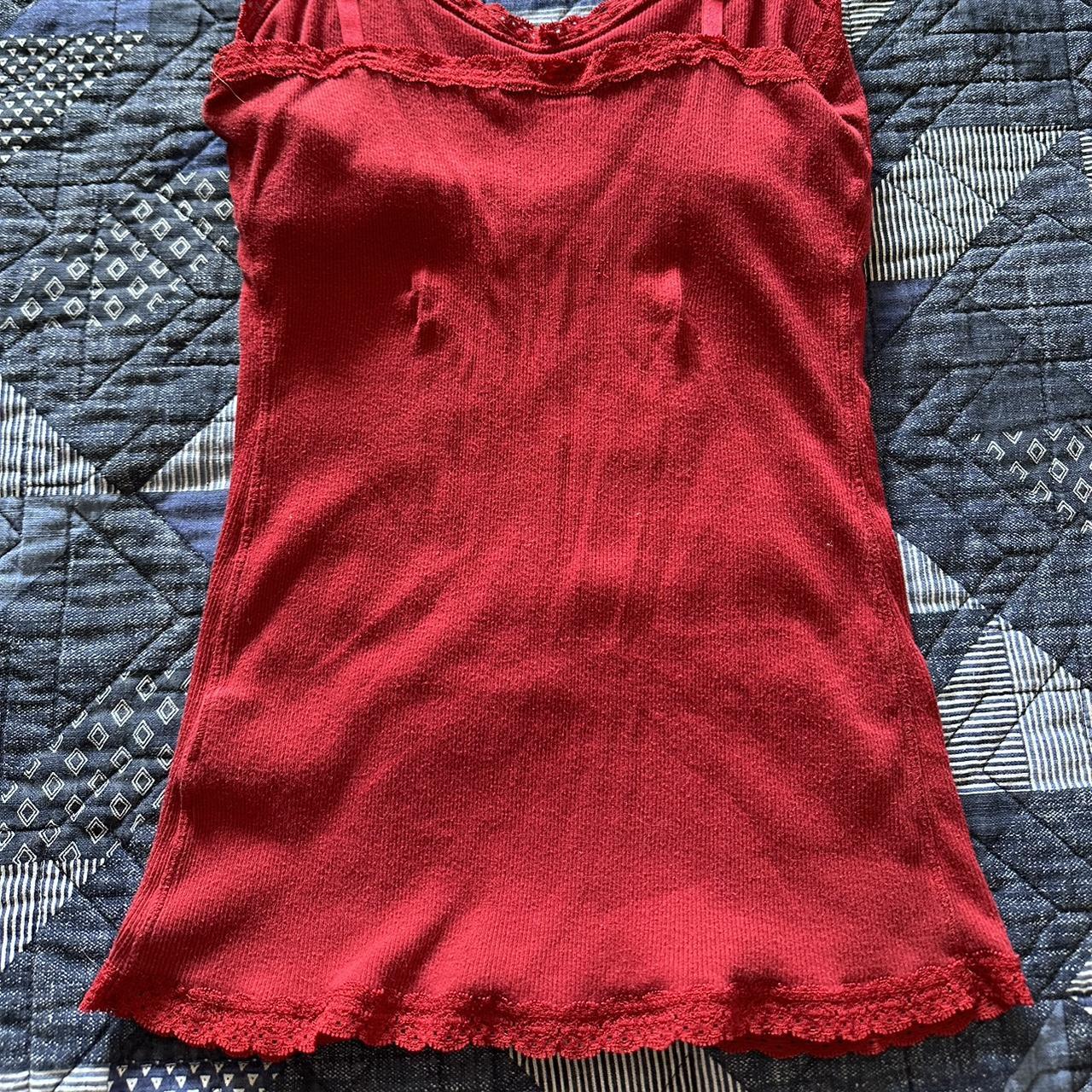 Unbranded red cami with sequin trim Flattering fit,... - Depop