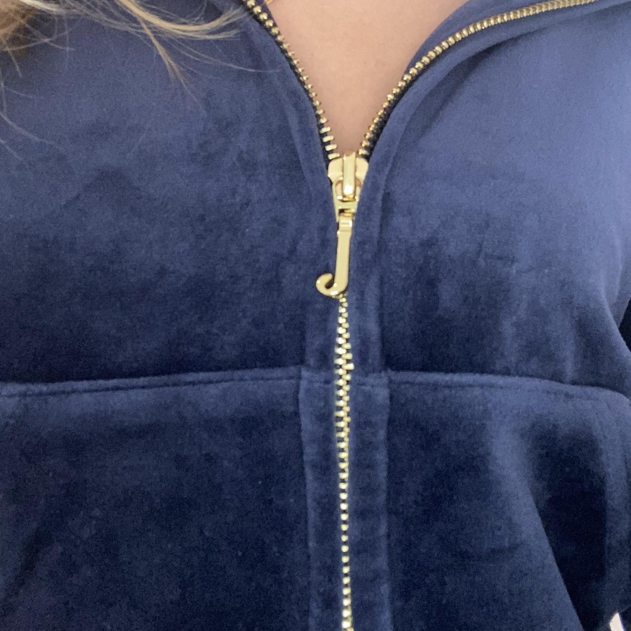 nicest juicy couture navy blue velour velvet zip up... - Depop