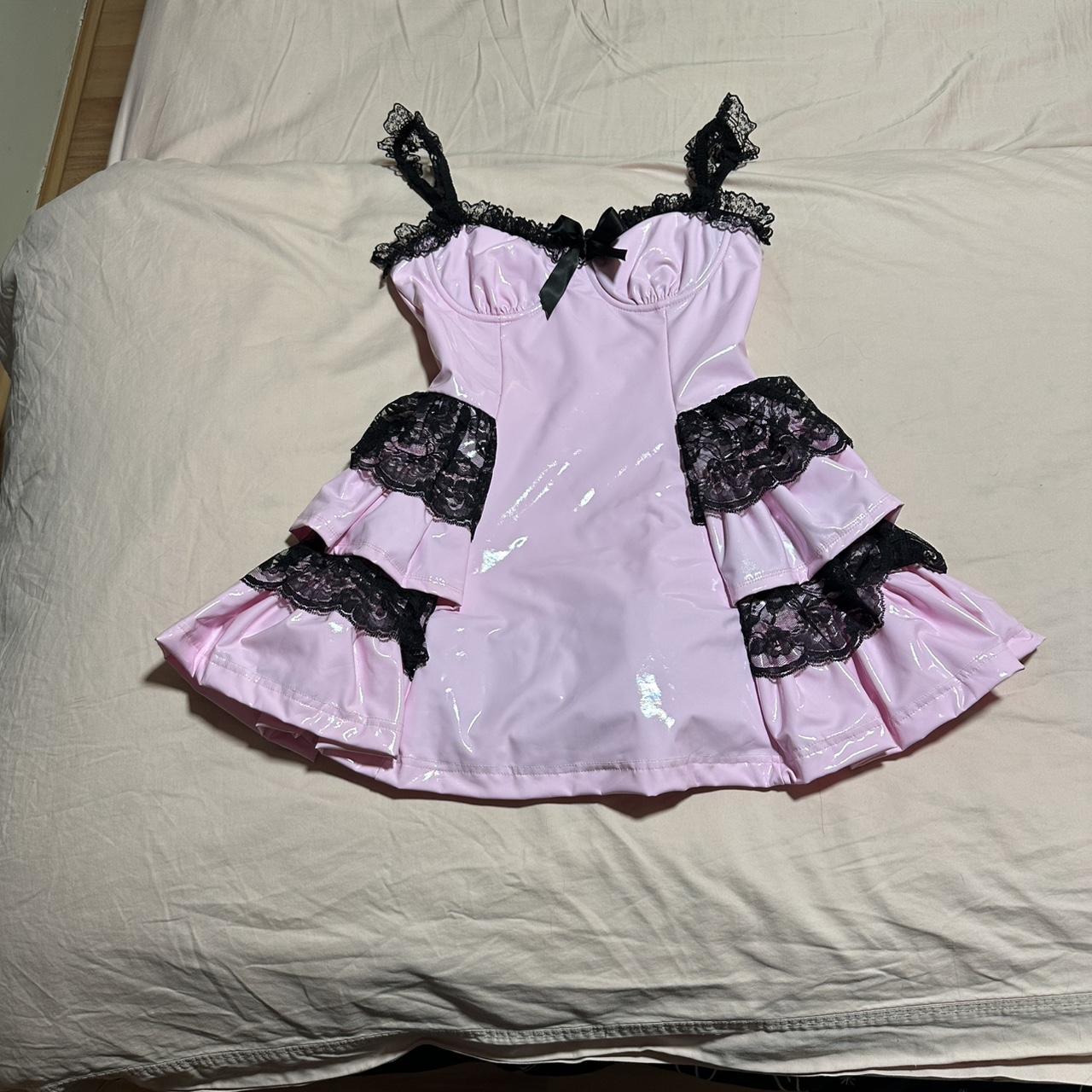 Dollskill dress / widow dress Pink and black dress... - Depop