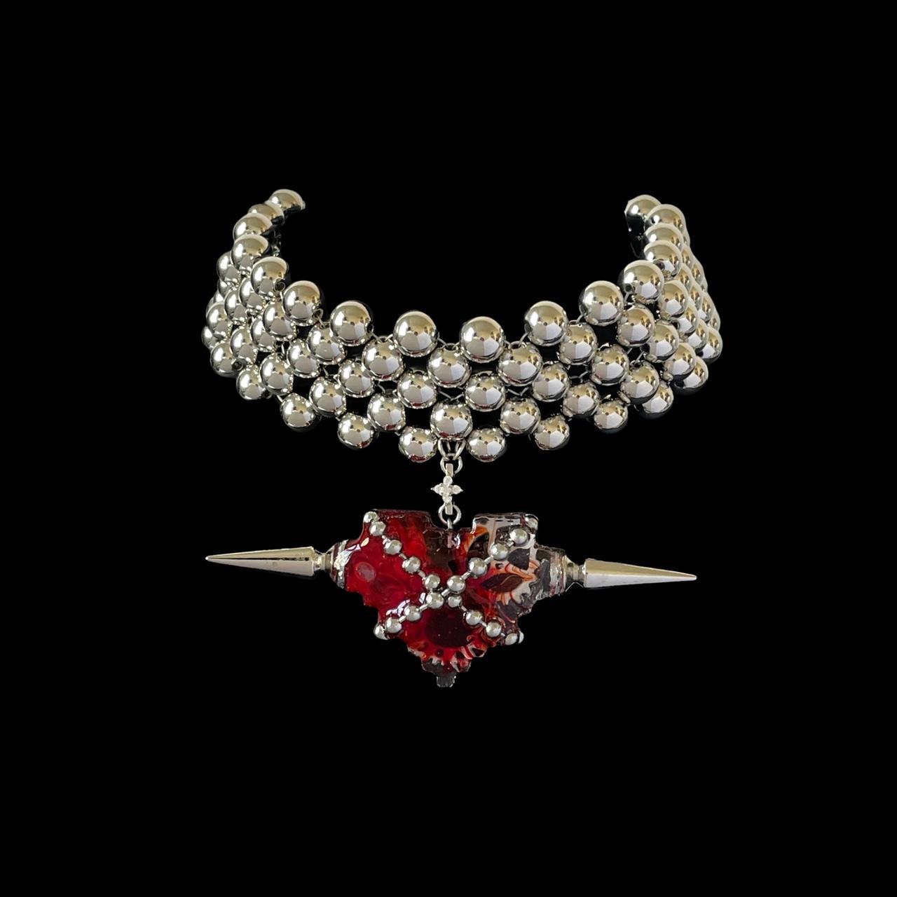 🩸Bleeding-cyber-heart beaded choker🩸 *... - Depop