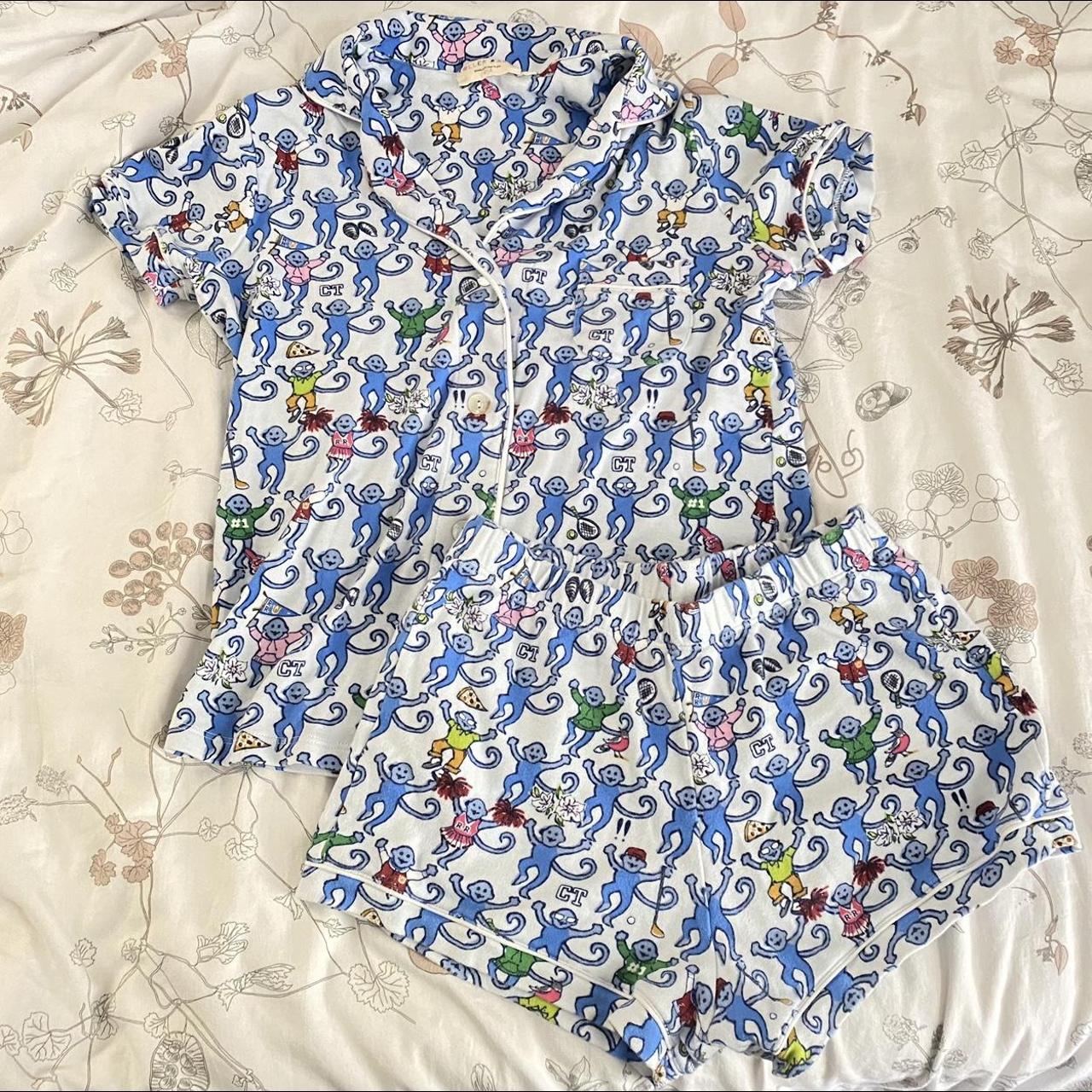 roller rabbit connecticut blue monkey pajama... - Depop