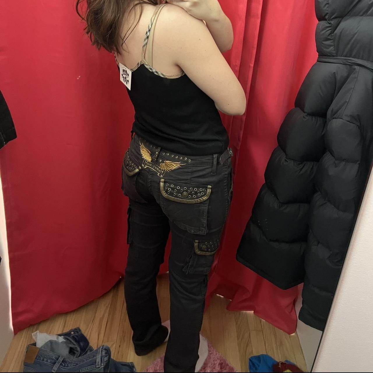 the most insane robin’s jeans low rise black cargo... - Depop