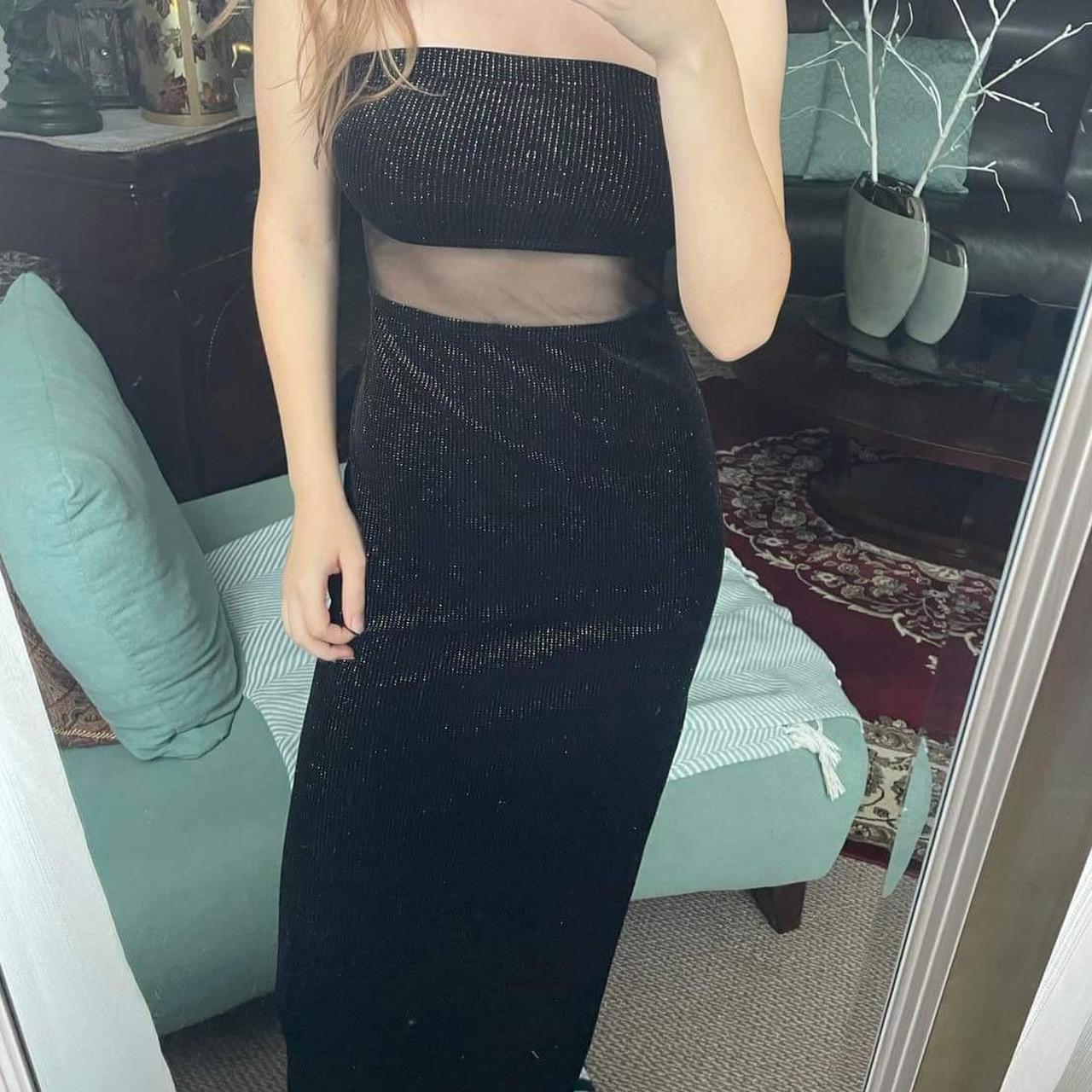 Vintage Scene Glam Long Sleeveless Strapless Dress... - Depop