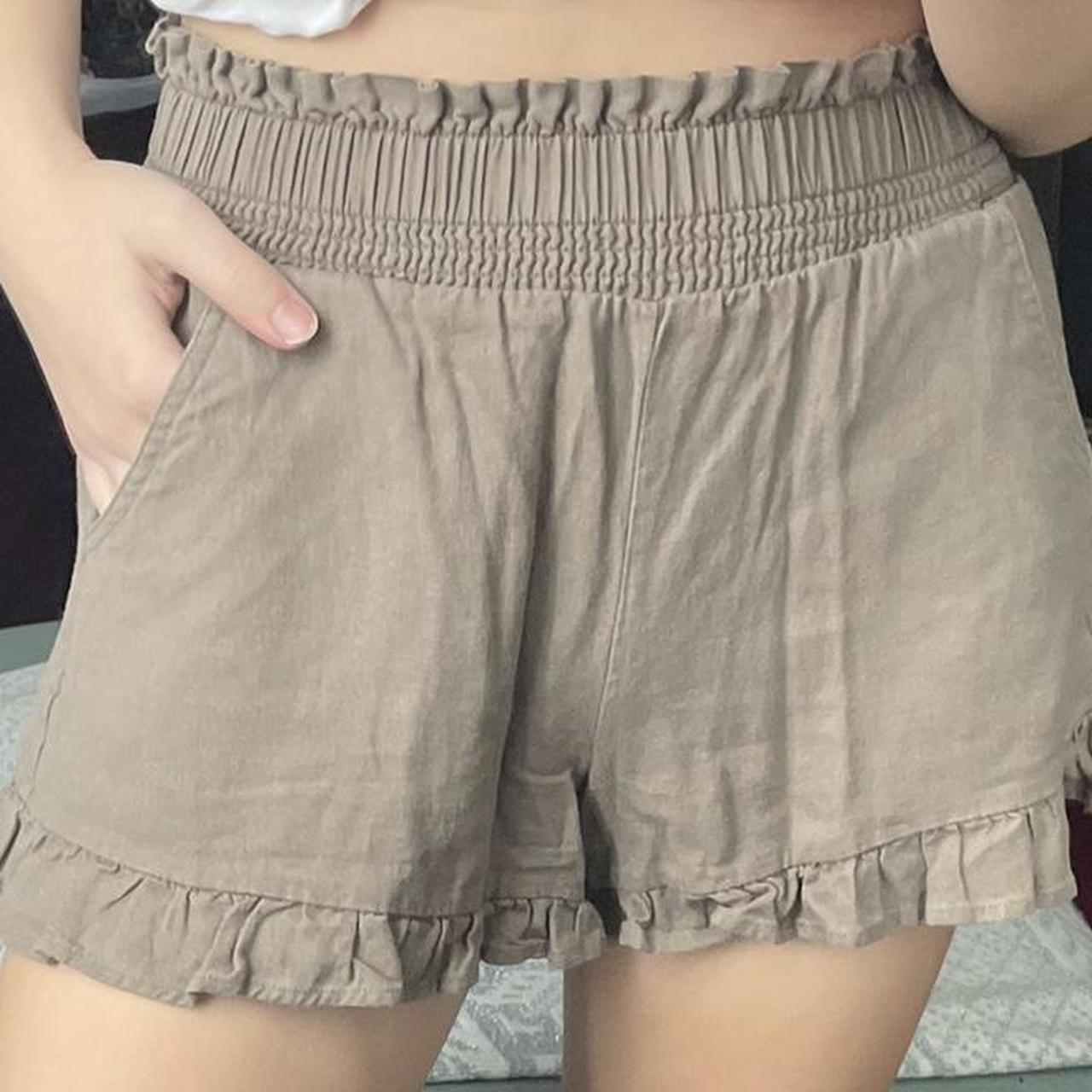 Vanilla Star Ruffled Linen Blend Boho Bottom Shorts... - Depop