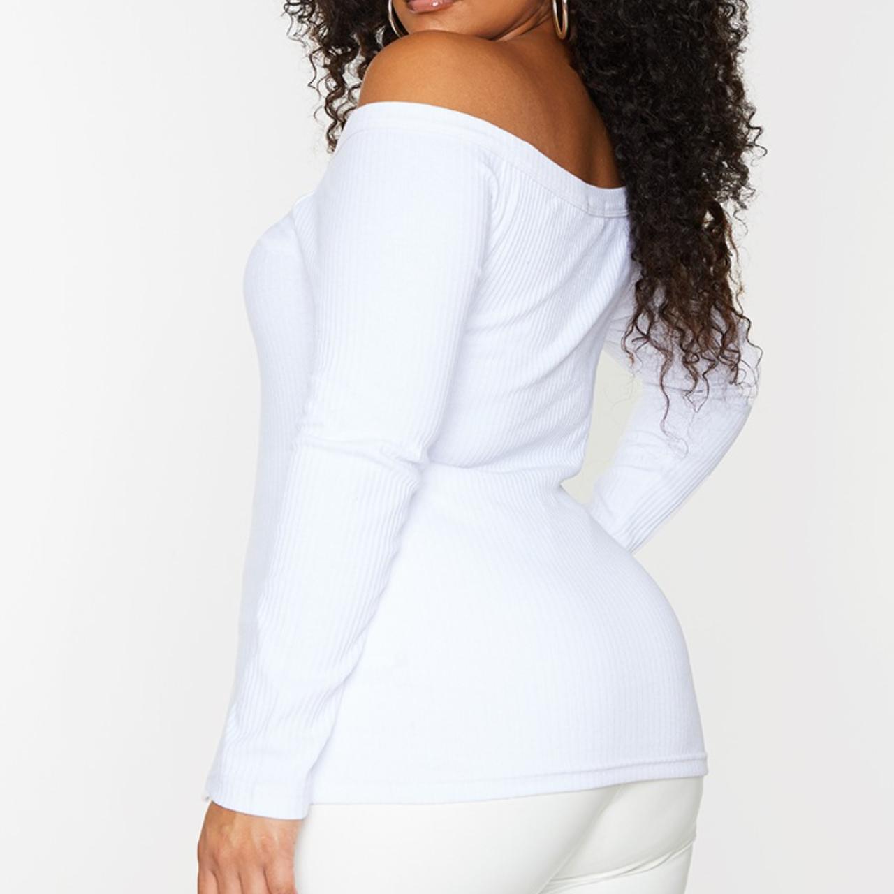 plt off the shoulder button top size 16 but runs... - Depop