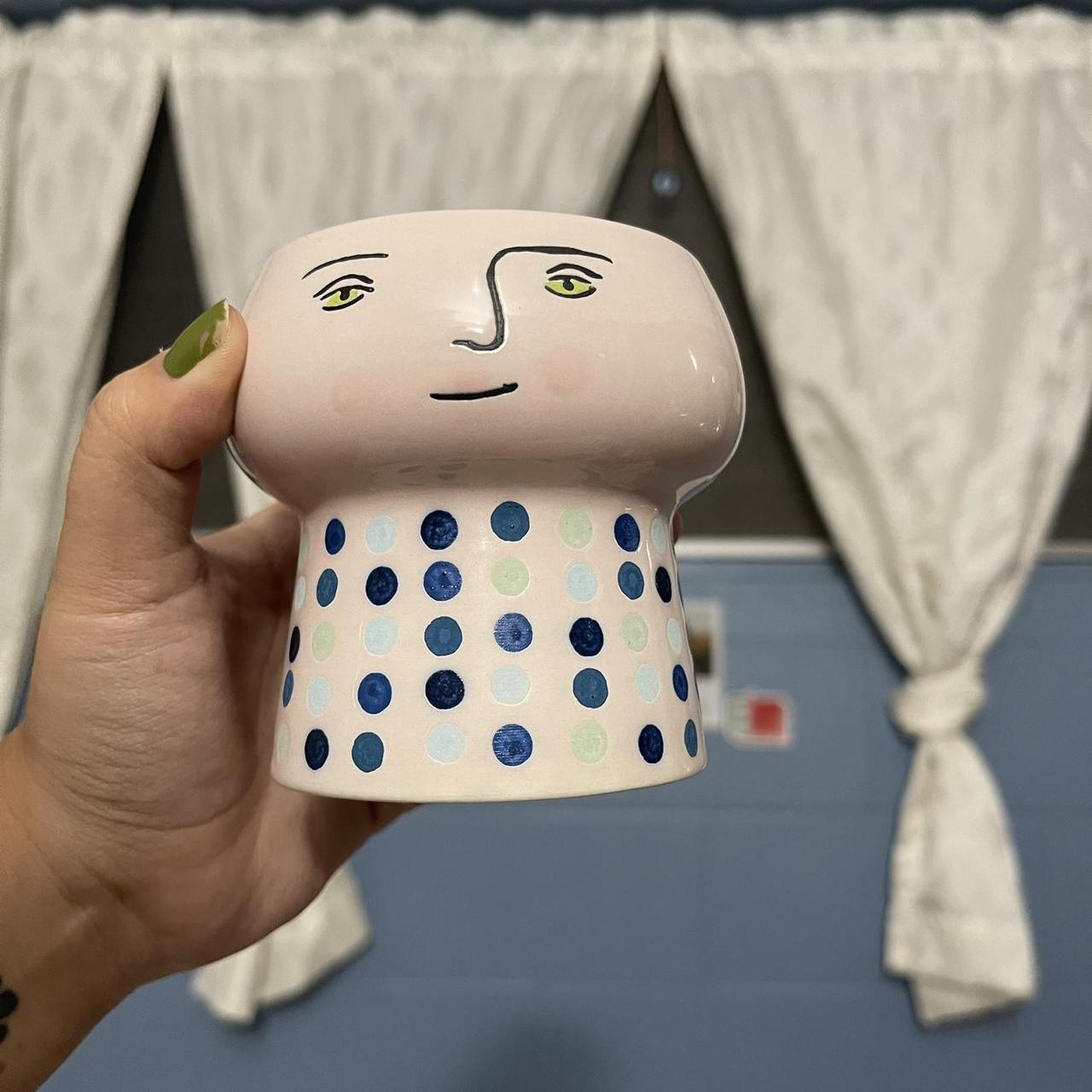 silly little ceramic planter from target Blue spots... - Depop