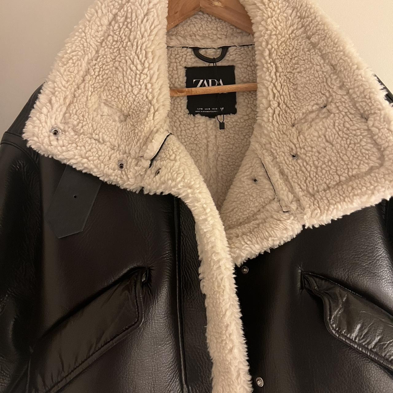 Zara faux shearling jacket. Worn only a couple of... - Depop