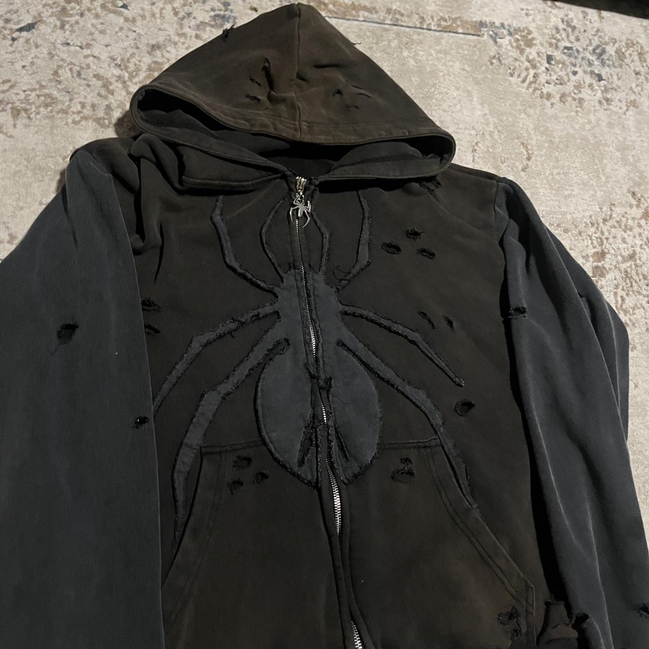 heavy distressed and washed archive zipup 100%... | Depop