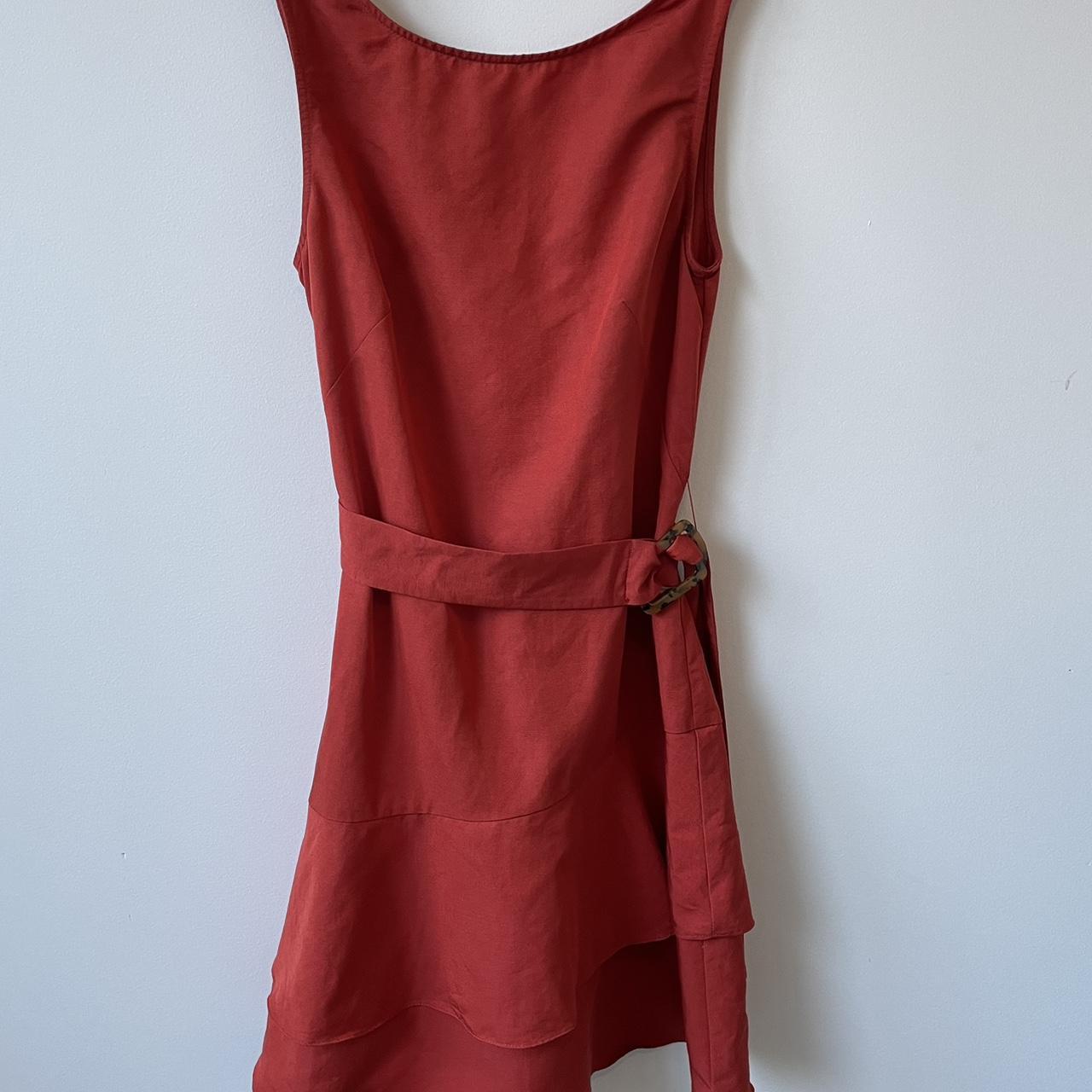 Cue burnt orange mini dress size 8. In excellent... - Depop