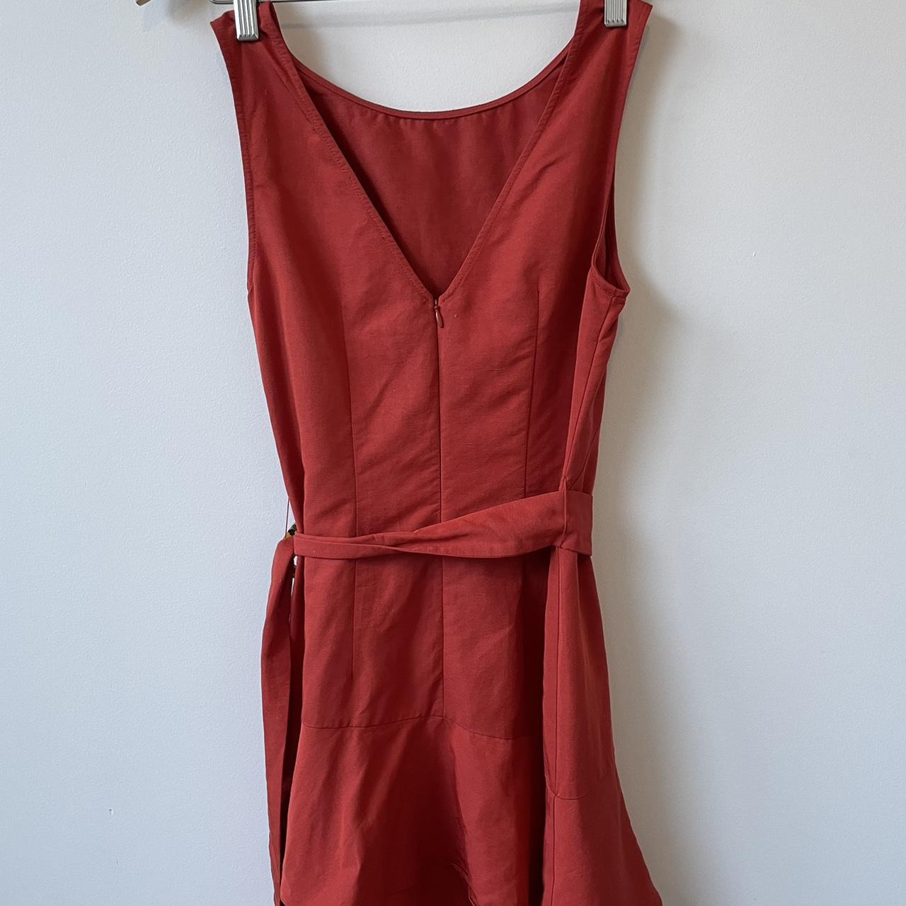 Cue burnt orange mini dress size 8. In excellent... - Depop