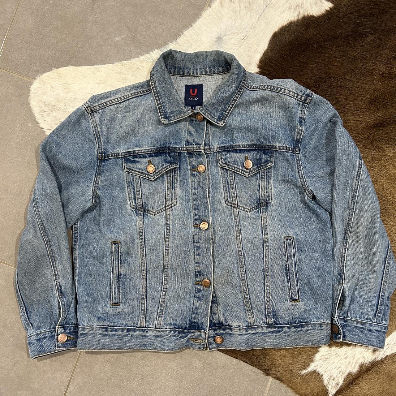 VINTAGE Used Denim Jacket Ladies Size Large / Mens... - Depop