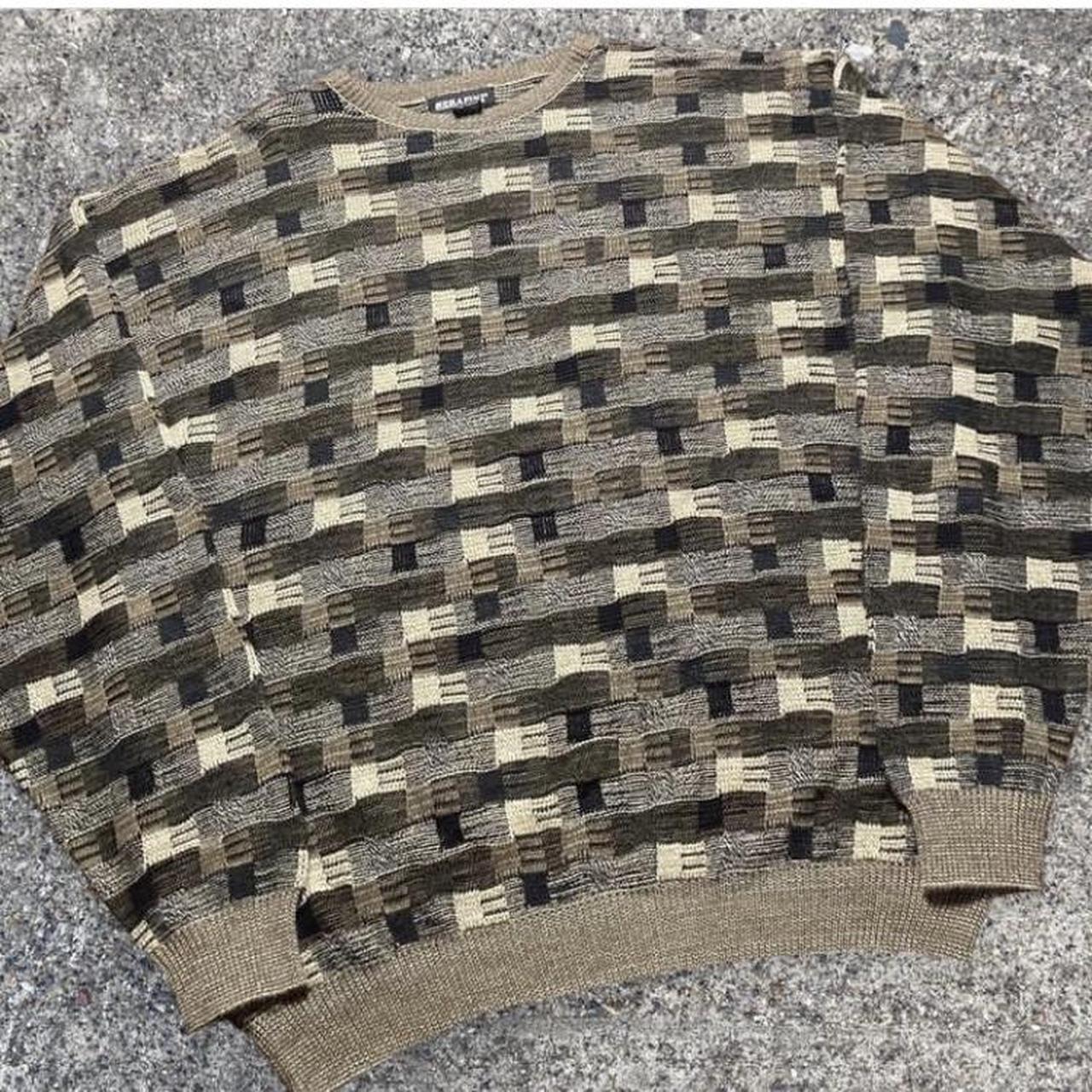 Vintage Serafini Coogi Style Tonal Sweater Size:... - Depop