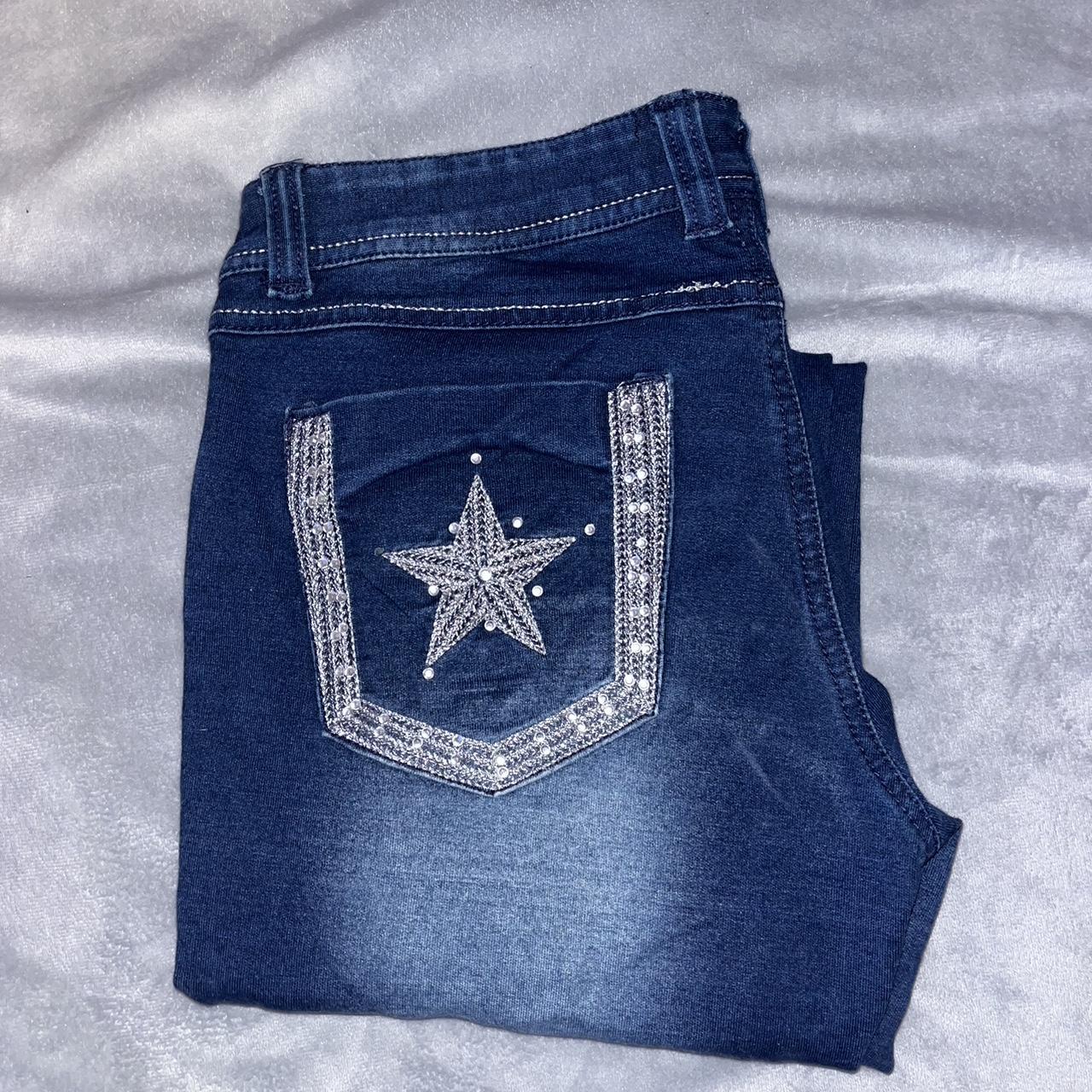 Bedazzled jeans with starts on back pockets, size... - Depop
