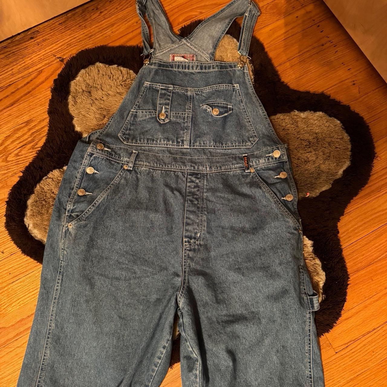 Revolt Blue denim overalls Size 16 Waist: 20 Hips:... | Depop