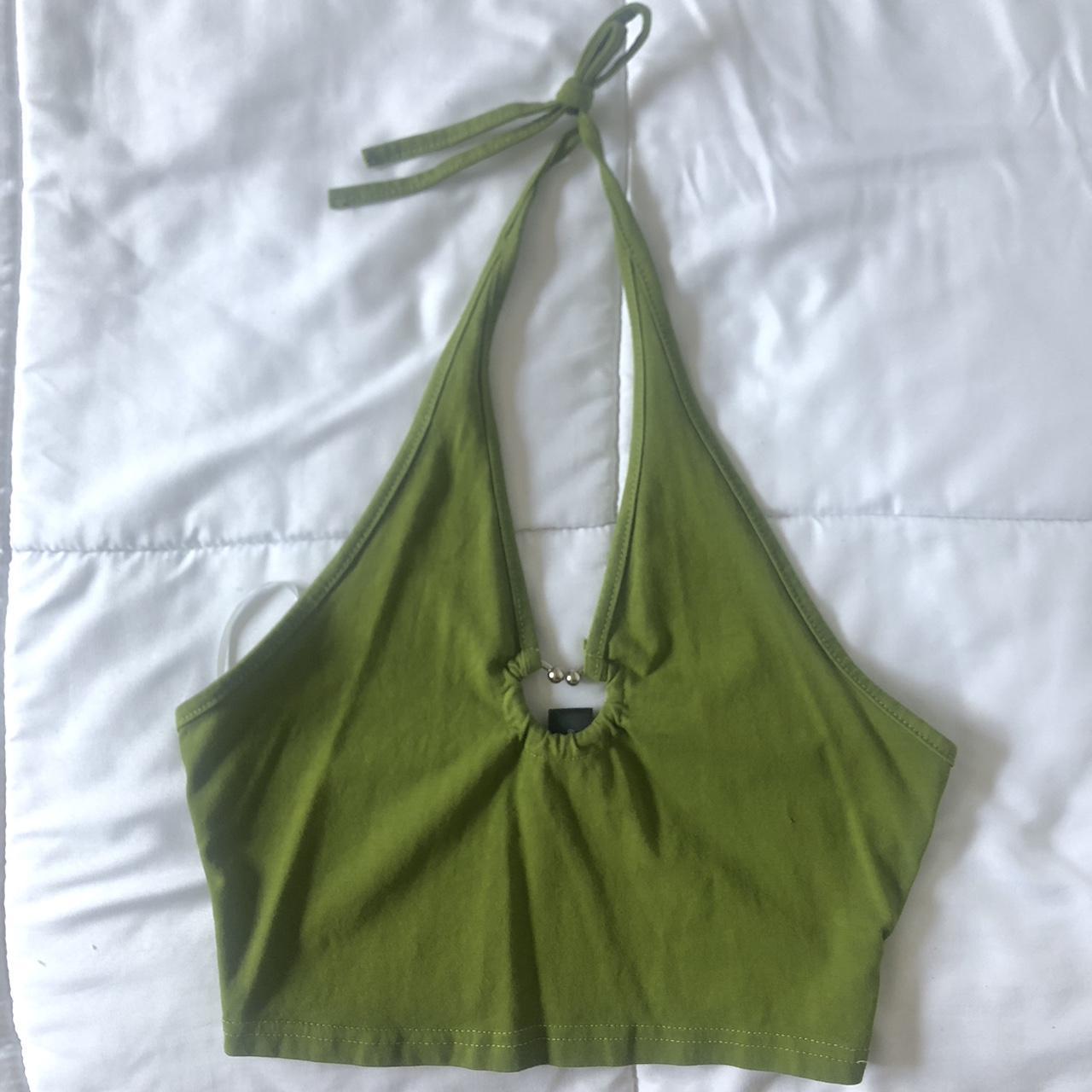 Green Crop Top Open Back And V Neck Closing In With Depop