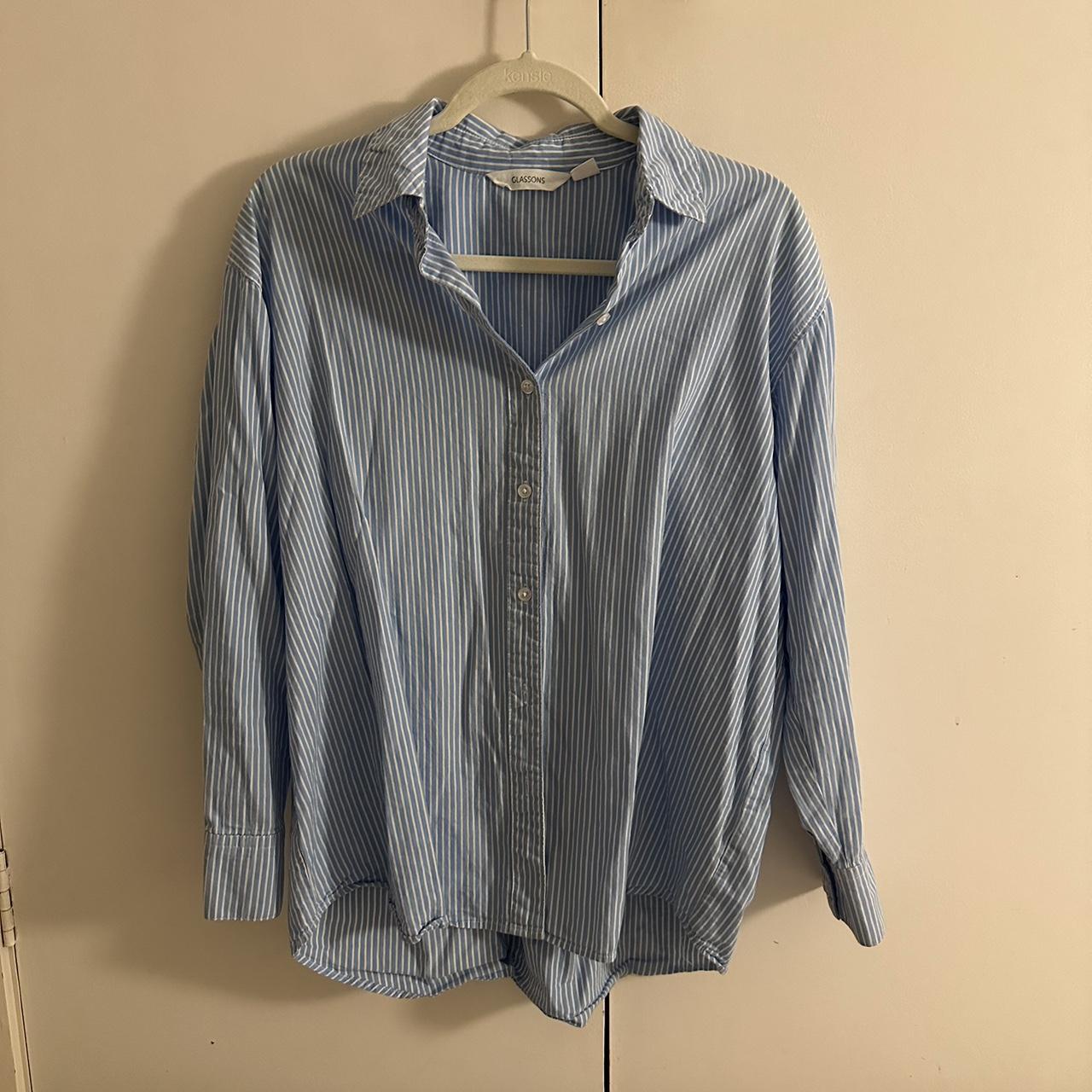 glassons strip shirt oversized size 8 - Depop