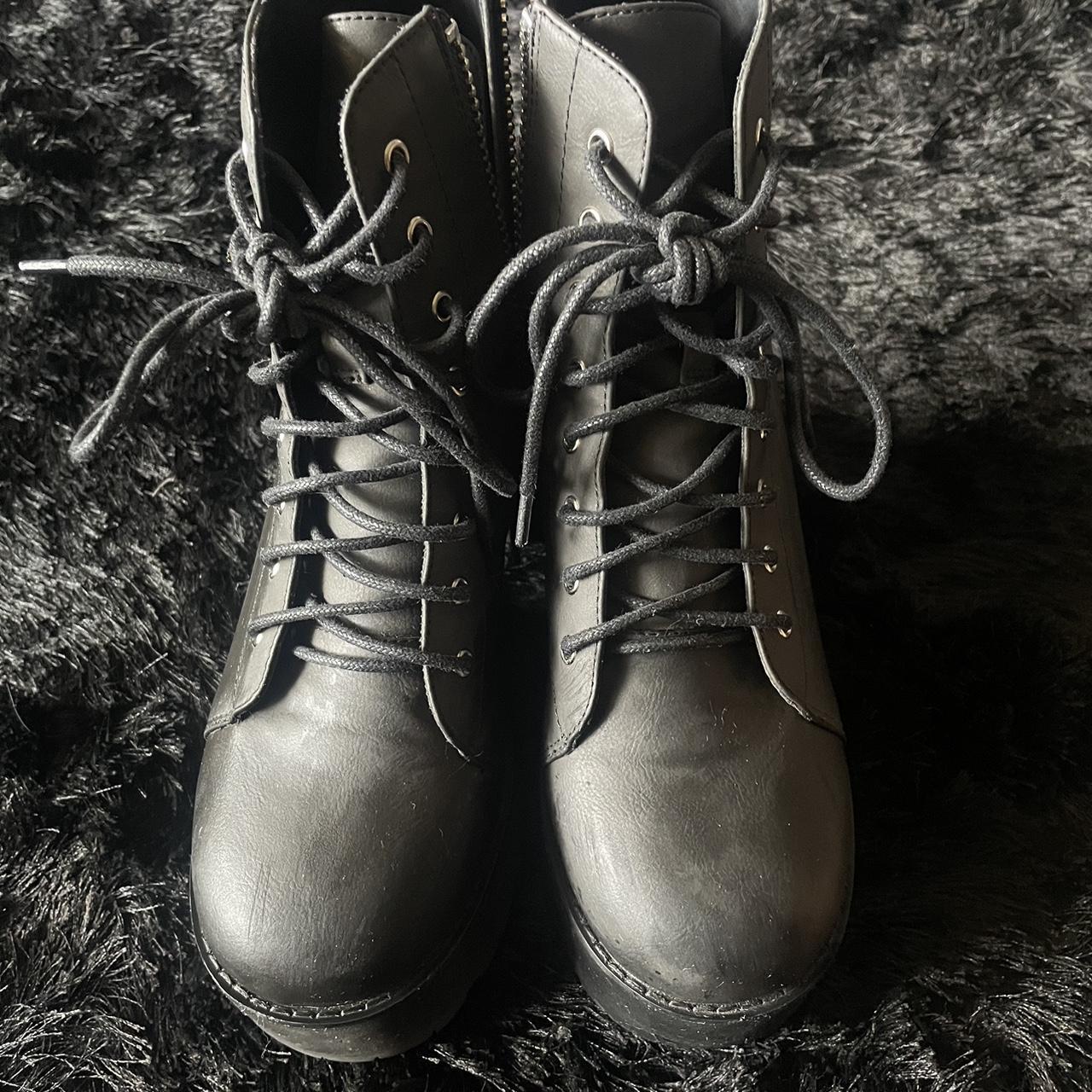 Black Current Mood lace-up platform boots Sz 7, I’m... - Depop