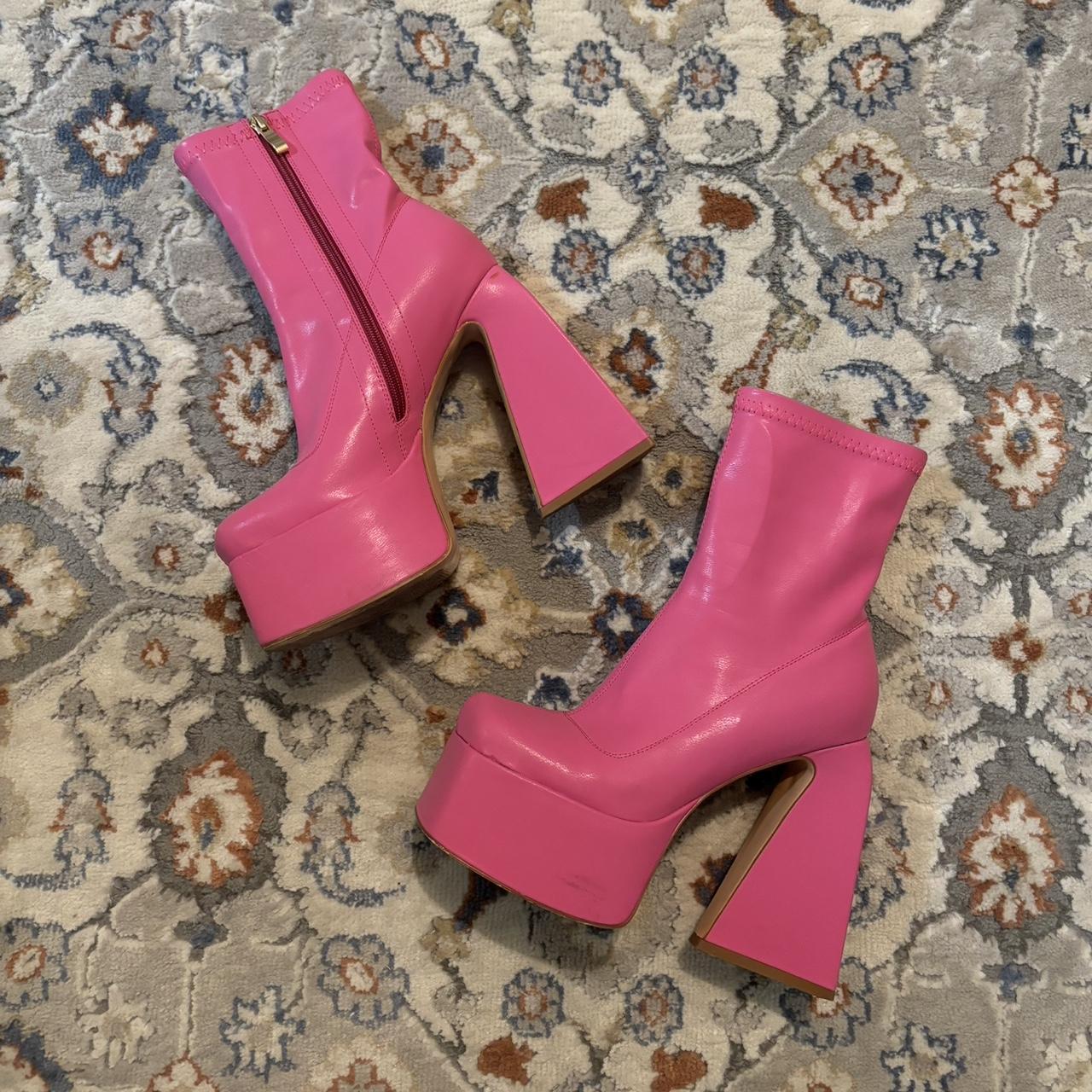 Pink Platform boots In good condition! Only had... - Depop