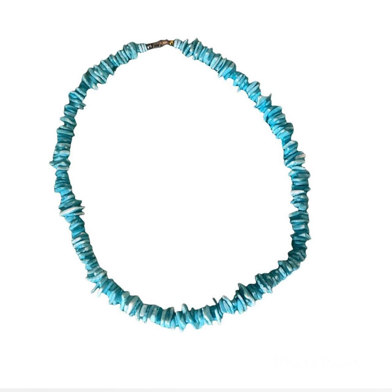 blue puca shell necklace super dope necklace blue... | Depop