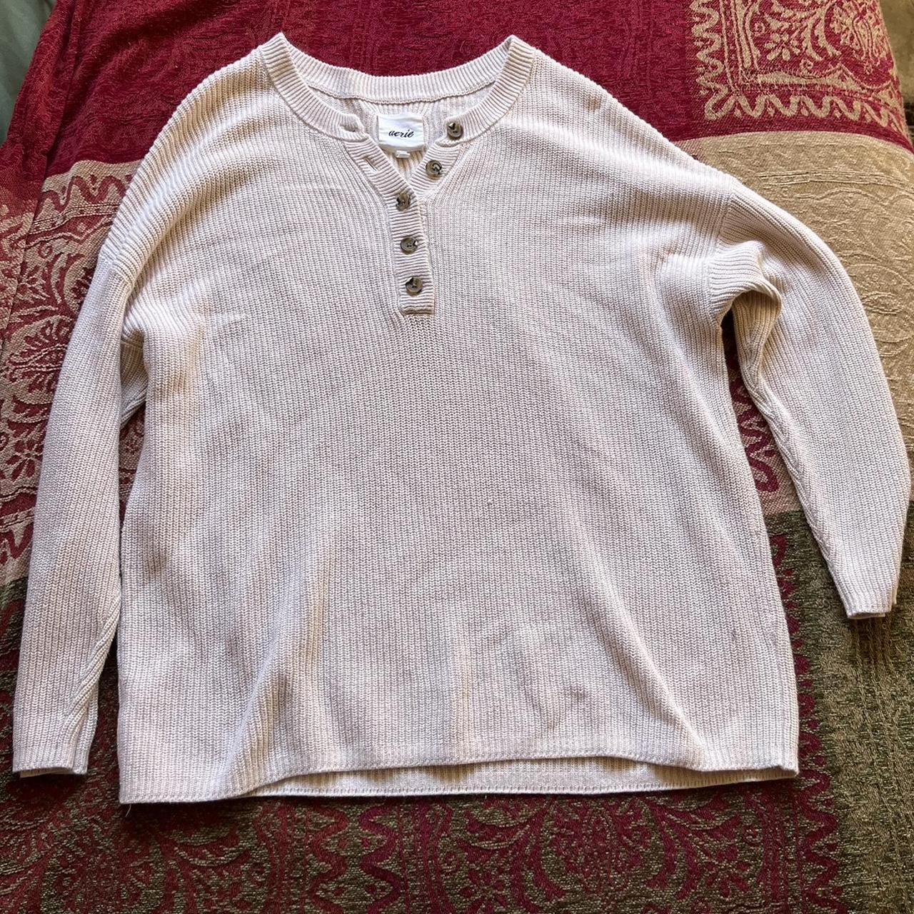 cozy oversized quarter-button sweater :)... - Depop