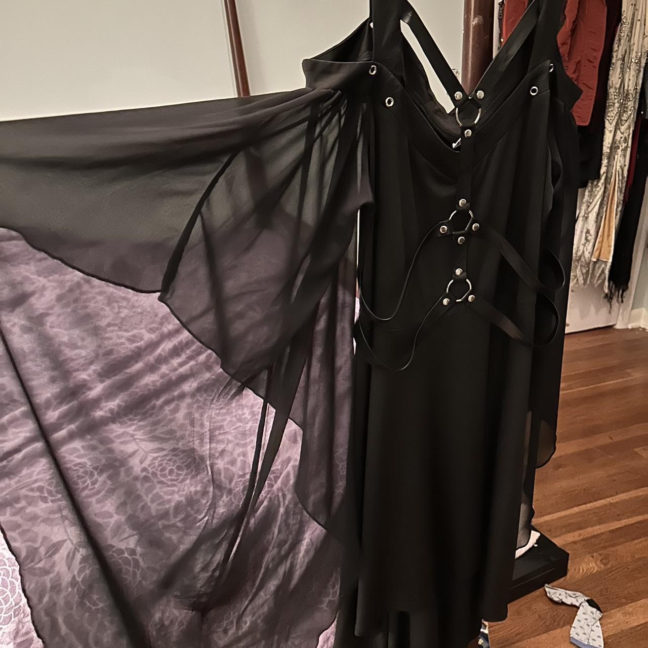 Rad goth dress! Stretchy material with badass... - Depop