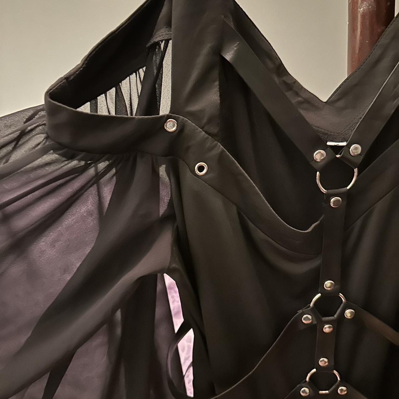 Rad goth dress! Stretchy material with badass... - Depop