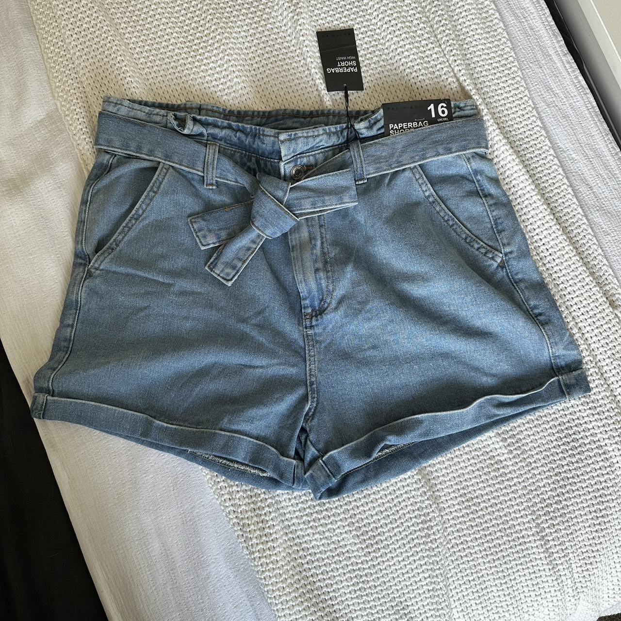 Primark denim paper bag shorts. Size 16 Brand... - Depop