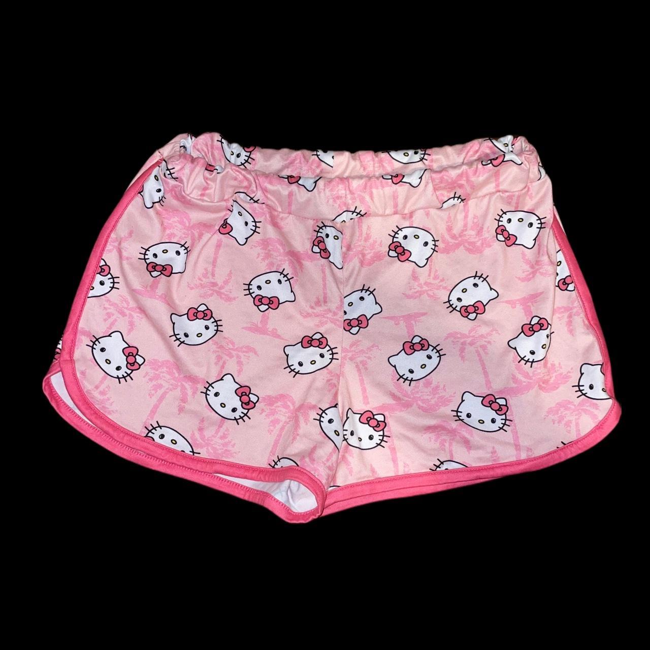 Hello kitty palm tree sleepwear mini shorts Size :... - Depop