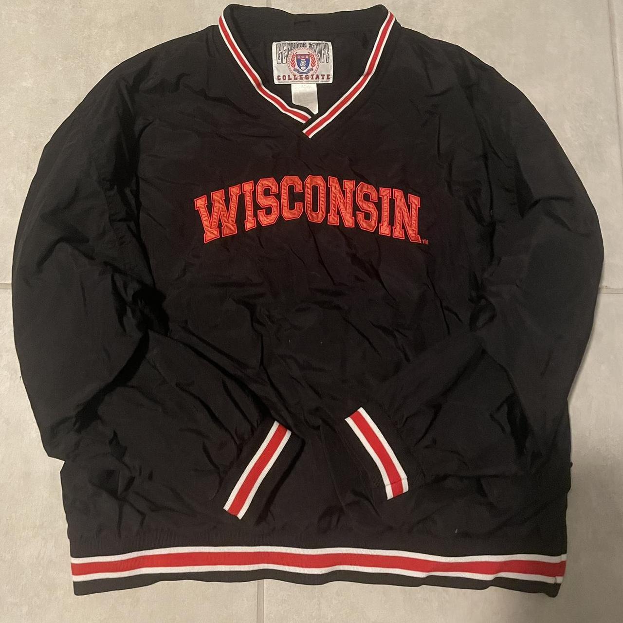 vintage wisconsin windbreaker pullover #windbreaker... - Depop