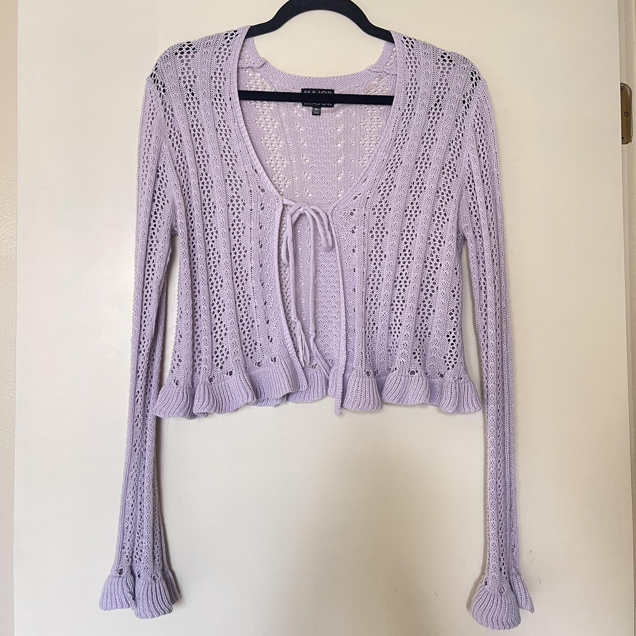 Purple Knit Cardigan Size: M Super cute and light!... - Depop
