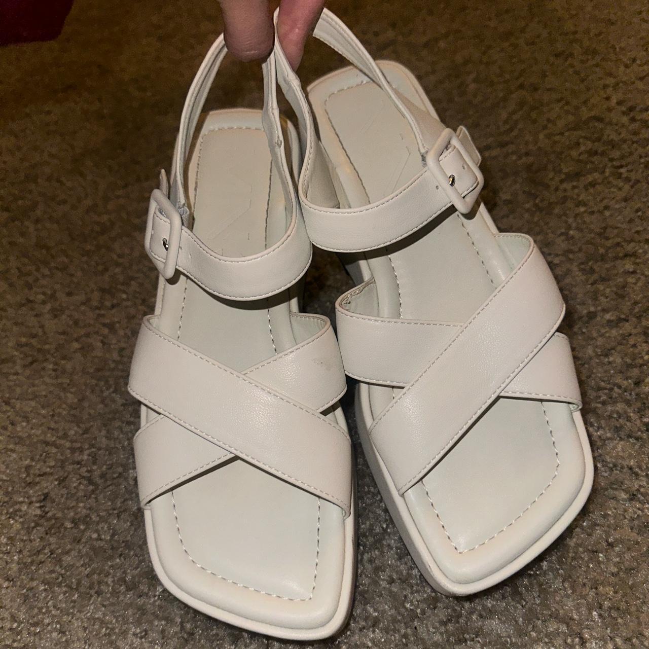 mango white platform sandals - Depop