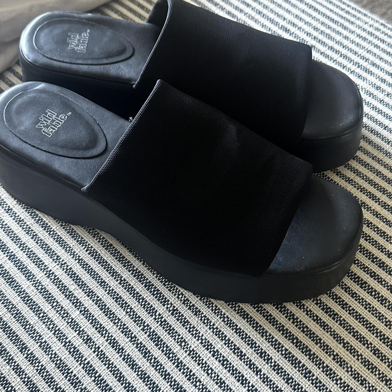 Wild fable black platform slinky sandals - Depop