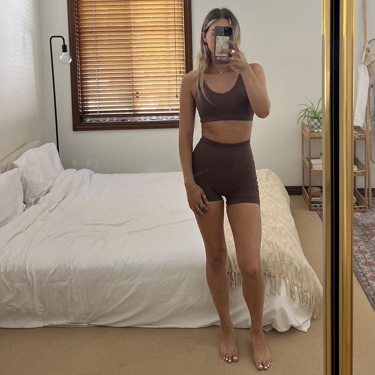 active basics brown activewear set Brand new Shorts... - Depop
