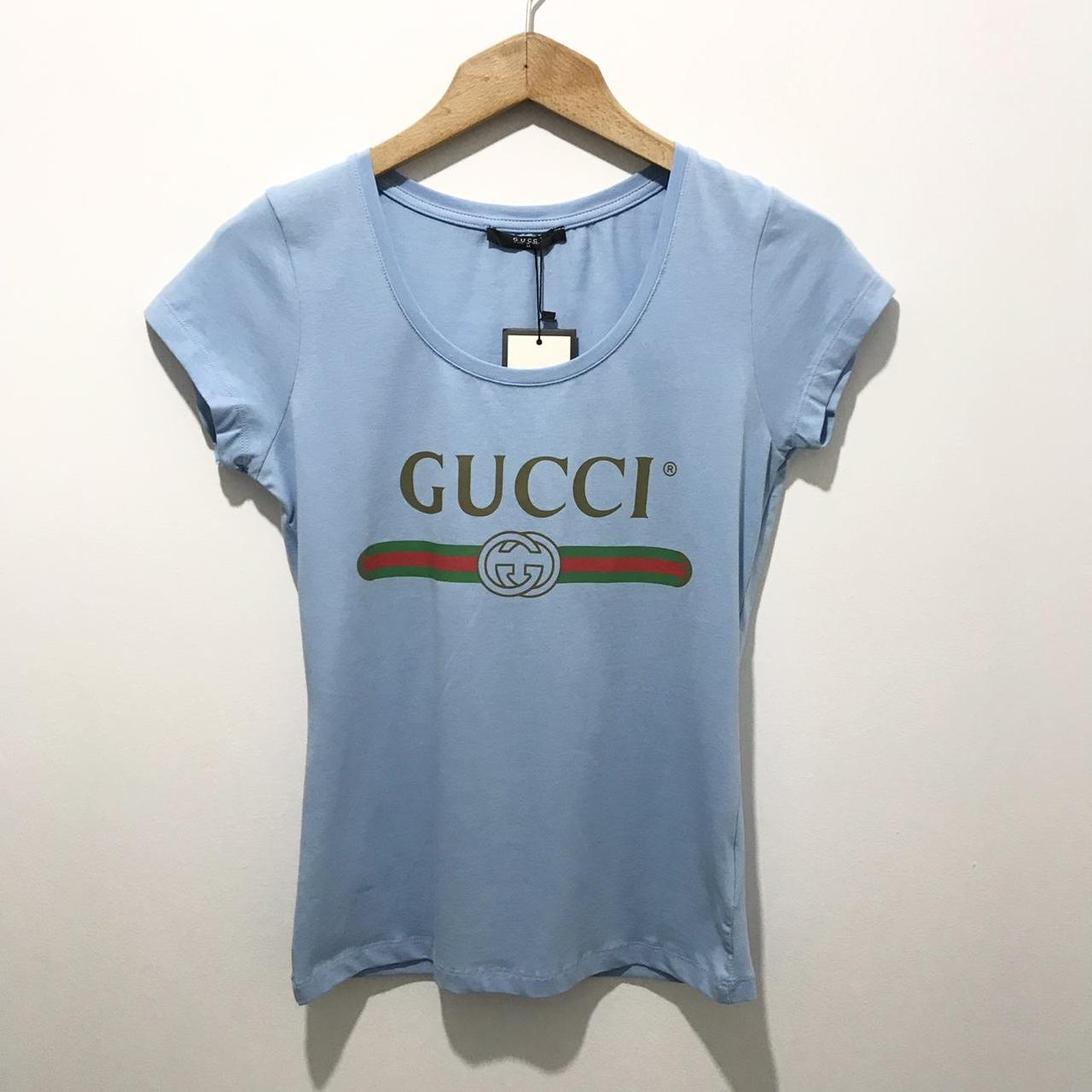 Gucci Women's Blue T-shirt | Depop