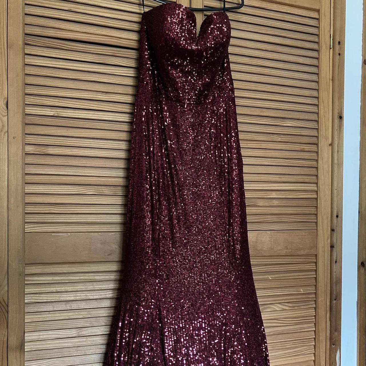 Burgundy and red sequin jessica rabbit kind of dress... - Depop