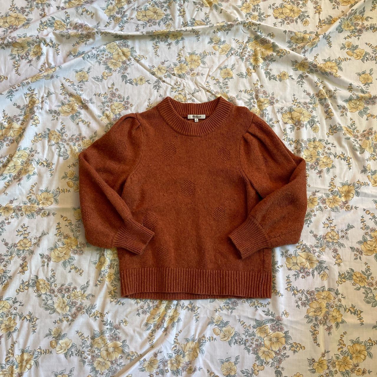 BURNT ORANGE MOCK NECK MADWELL WOOL COTTON BLEND... - Depop