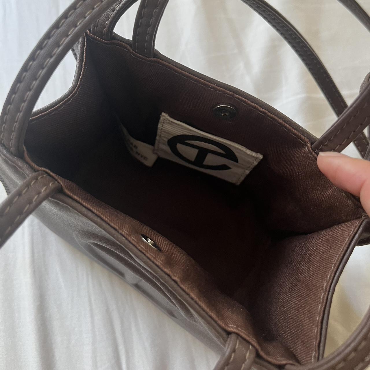Gorgeous chocolate brown leather Telfar mini bag... - Depop