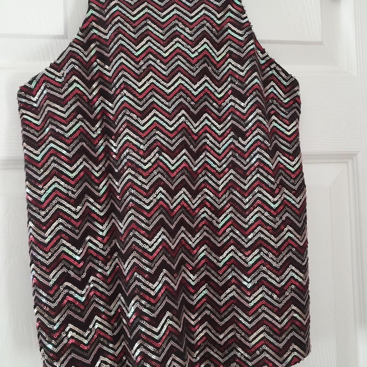 Topshop Multicolour Sequin ZigZag Vest Top Size... - Depop